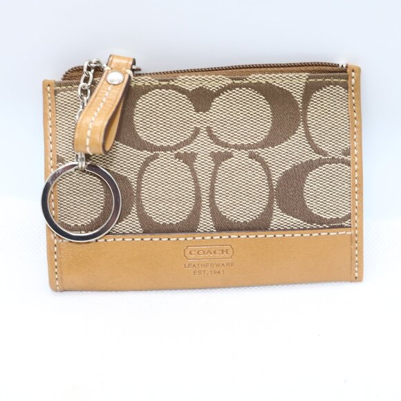 Coach | Bags | Coach Signature Small Coin Pursewallet With Attached ...
